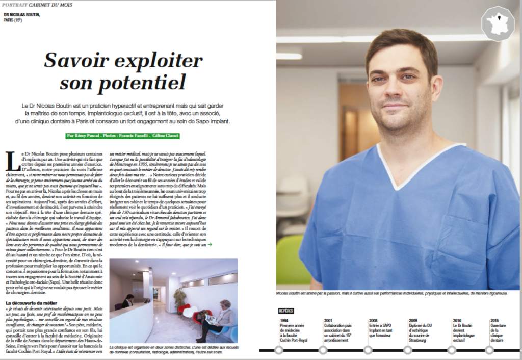Dr Nicolas Boutin, Dentiste Paris 15 dans la presse & publication